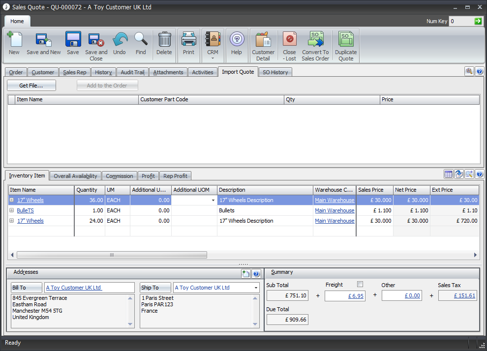 Customer Import Option in Quote – CRM Software | Accounting Software ...